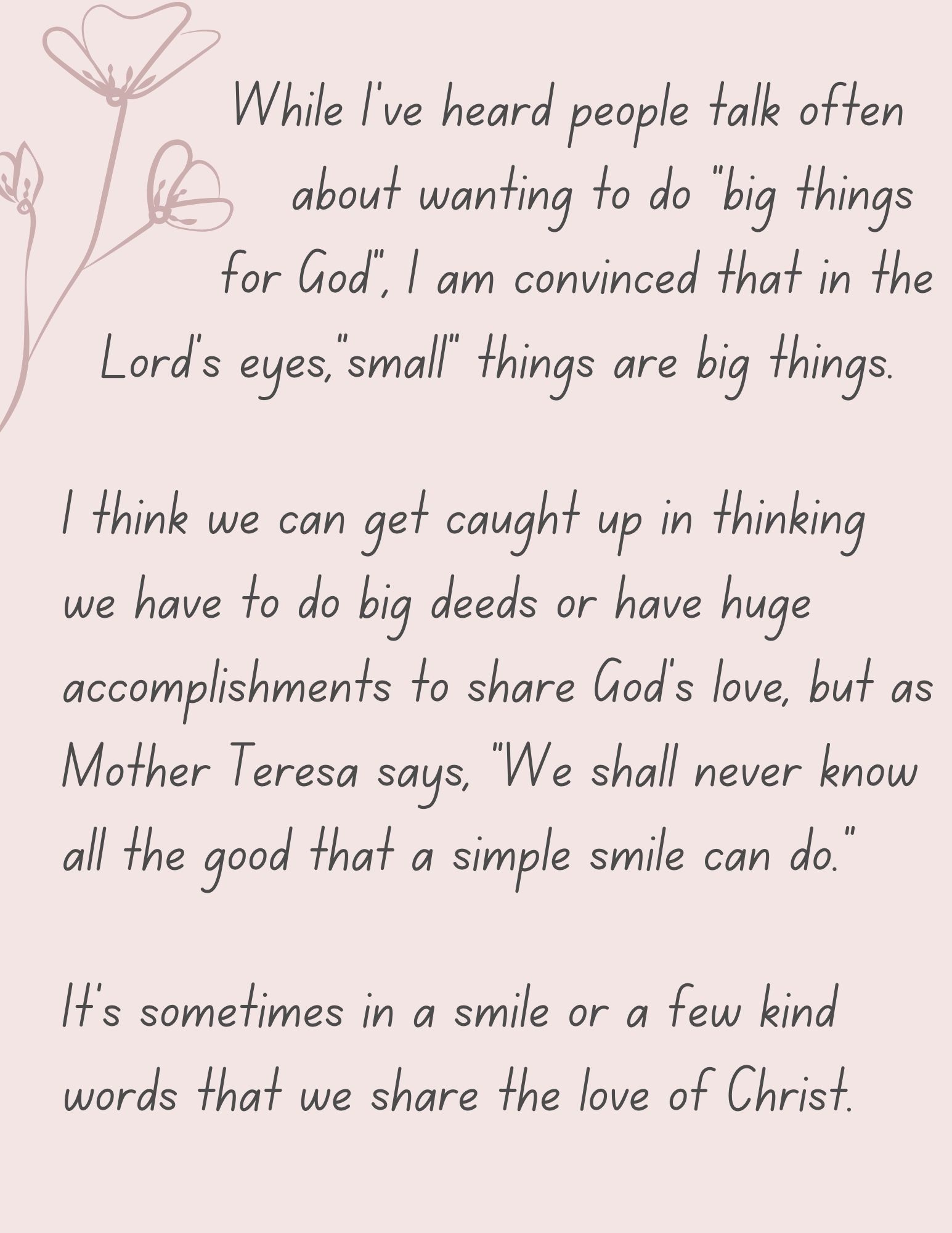 “Small Things” are Big Things to the Lord – Linsey Driskill